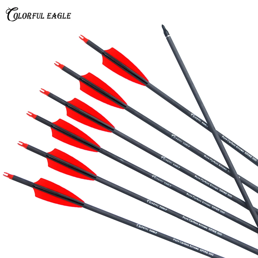 Pure Carbon Arrows 28/30/31 Inch Spine 300 400 Targeting Hunting With ...
