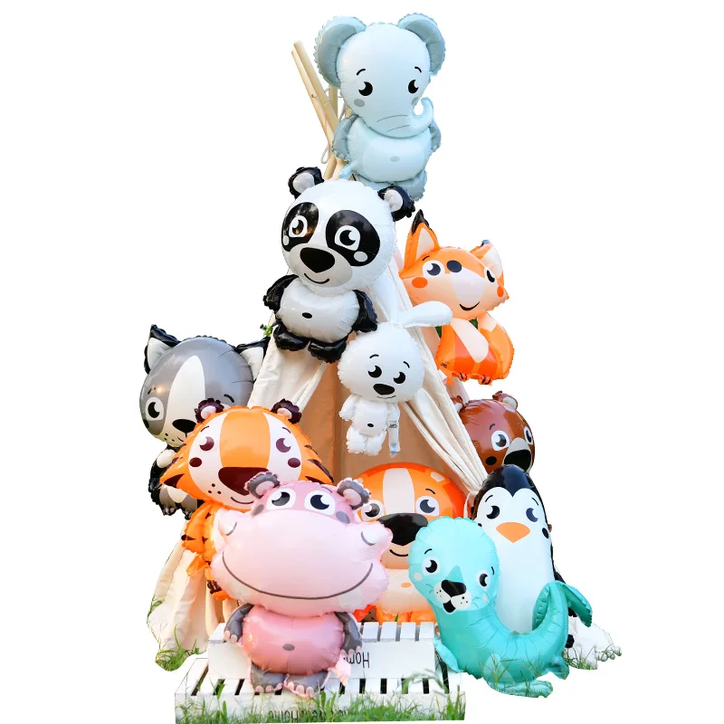18 Inch animal head balloons monkey tiger rabbit zoo decor kids ...