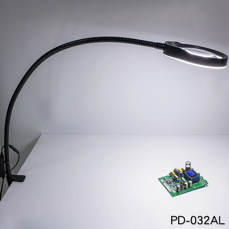 10x 20x Optical Glass Lens LED Illuminating Magnifier Desk Clip-on ...