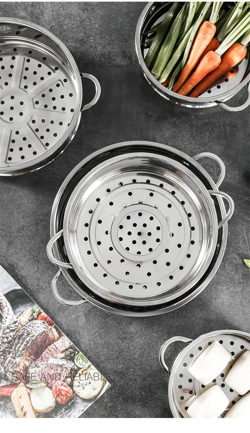 Cuiseur vapeur,Panier de cuisson à vapeur en acier inoxydable, avec Double oreille, cuiseur de ...