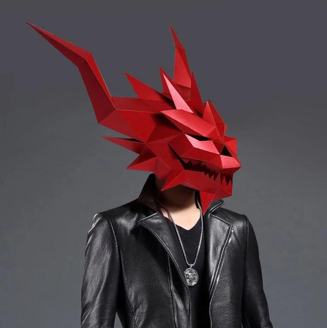 Pre Cut Paper Mask 3D Devil Halloween Costume Cosplay DIY Paper Craft ...
