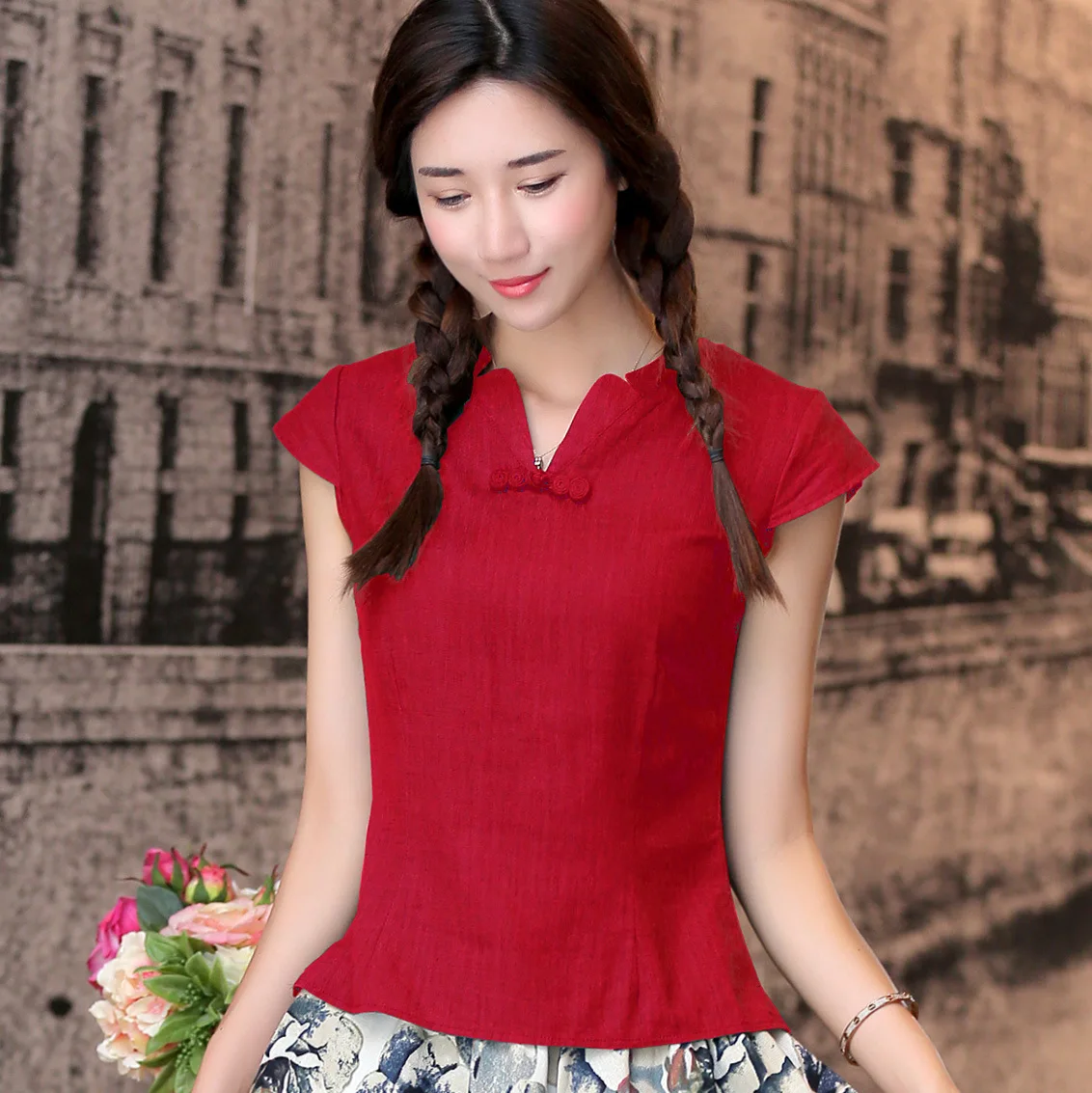 2019 Summer New Chinese Traditional Tops Women's Tang Suit Tops Blouse ...