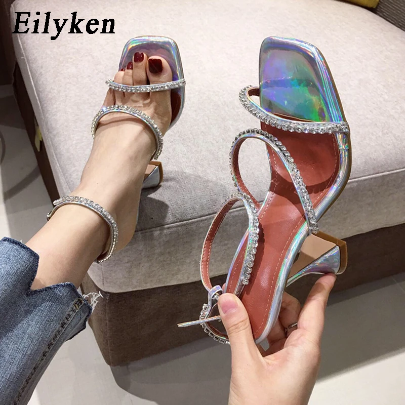 Eilyken 2022 Summer Sexy Open Toe Gladiator Sandal Wedding Crystal Rhinestone Ankle Buckle Strap ...