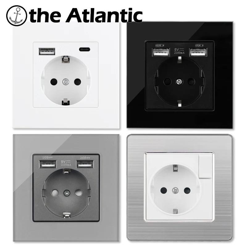 Usb Type C Socket Eu Plug Power Socket With Usb Electrical Outlet With ...