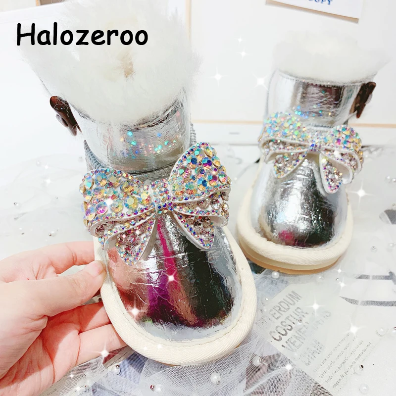 Winter Toddler Bow Snow Boots Baby Girls Fur Ankle Boots Children Black ...