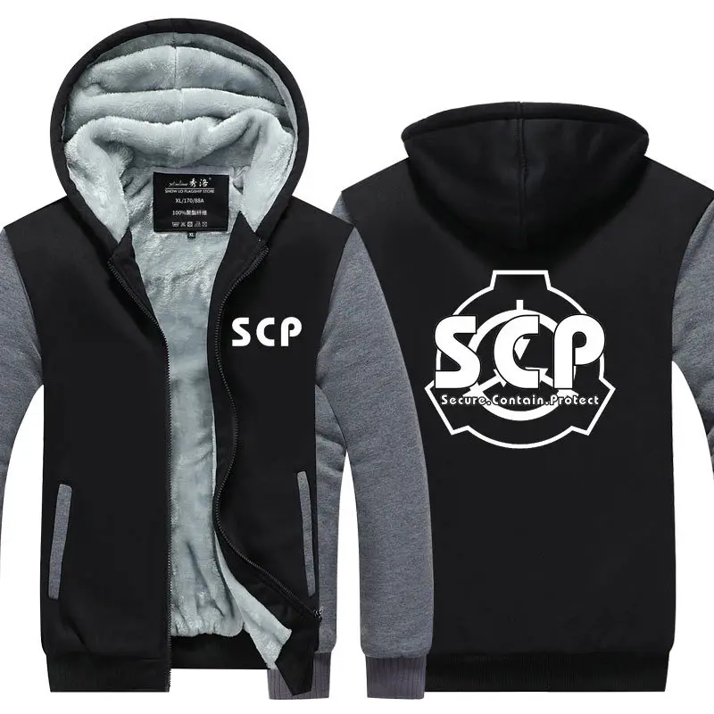 SCP 재단 보안 포함 보호 후드 패션 재킷 겨울 남성 두꺼운 SCP 스웨터 남자 코트|후드티 & 스웨터| - AliExpress