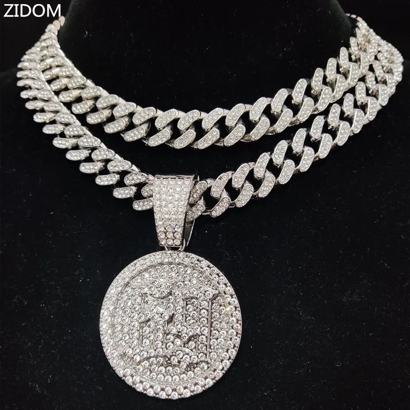 Men-Women-Hip-Hop-Number-69-Pendant-Necklace-Crystal-Cuban-Chain-Iced ...