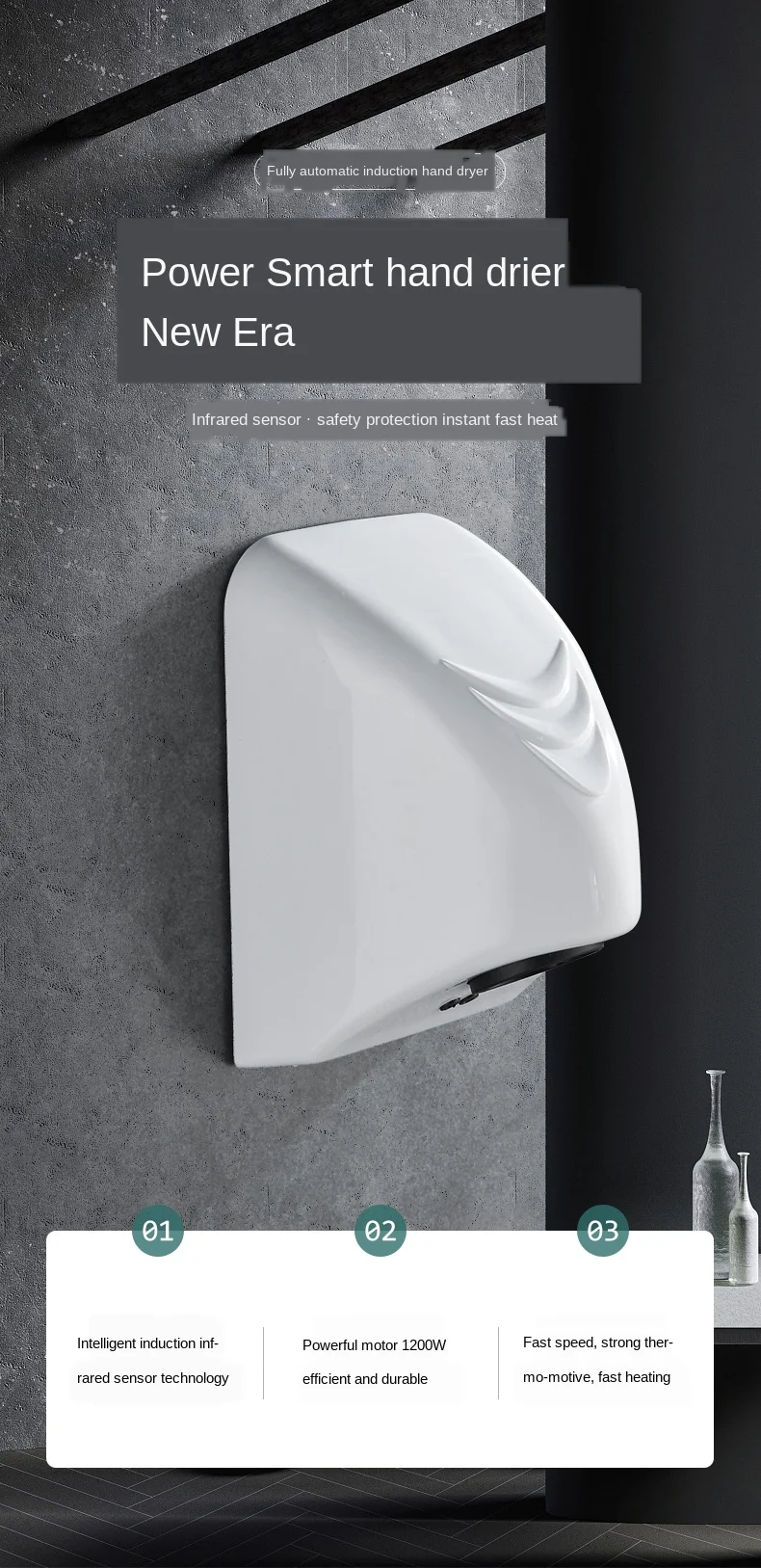 Upgraded style toilet smart hand dryer automatic induction hand dryer ...