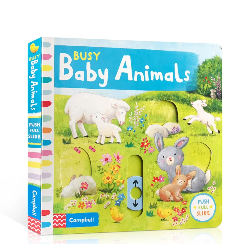 Campbell Busy Baby Animals Push Pull Movable Mechanical Sliding Book ...