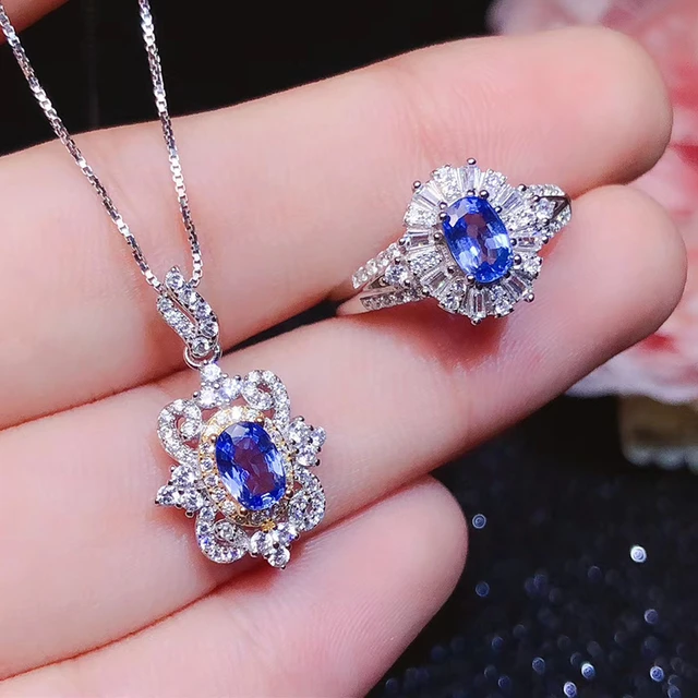 Tanzanite Ring And Necklace Set