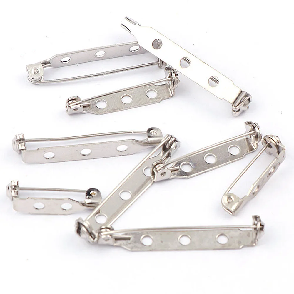 20pcs Brooch Base Silver Color Plated Iron DIY Safe Lock Brooch Pins ...