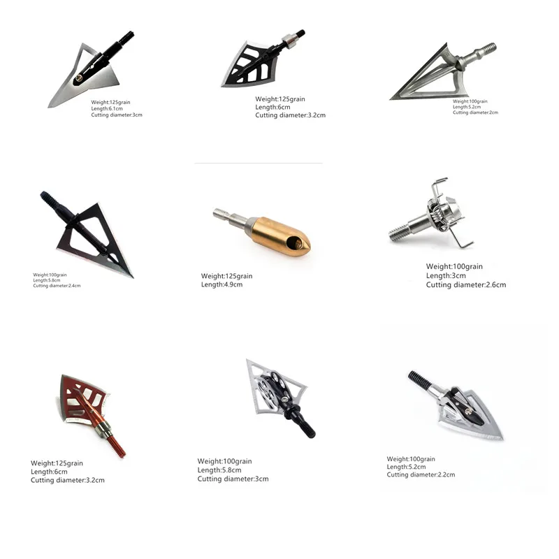 6pcs Arrows Tips Arrow Broadheads 100gn-125gn Archery Hunting Compound ...