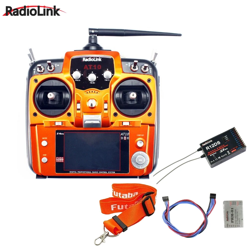 RadioLink AT10II 2.4Ghz 10CH RC Transmitter With R12DS Receiver PRM-01 ...