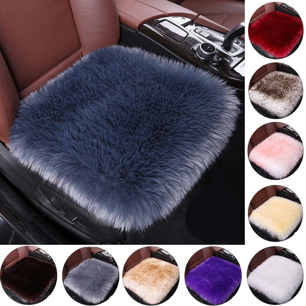 1 Piece 45x45cm Car Fur Seat Covers Faux Automotive Interior Long ...