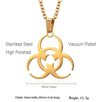 Biohazard Necklace Stainless Steel Biohazard Pendant Warning Sign Game ...