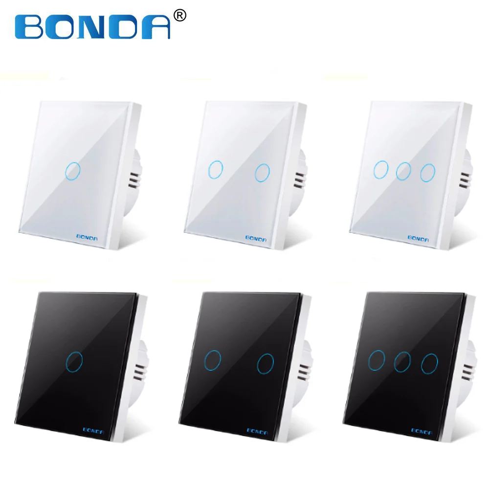 BONDA wand schalter, EU standard, weiß kristall, gehärtetem glas panel ...