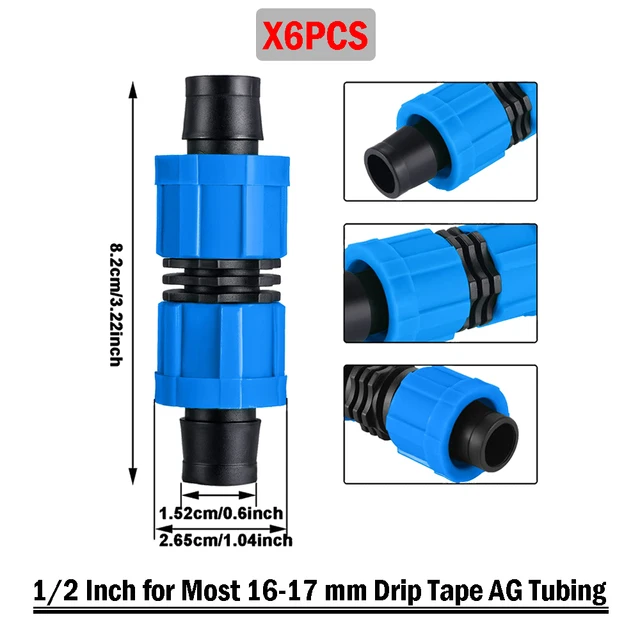 6 Pieces Drip Irrigation Coupling, 1/2 Inch Universal Connector Drip ...