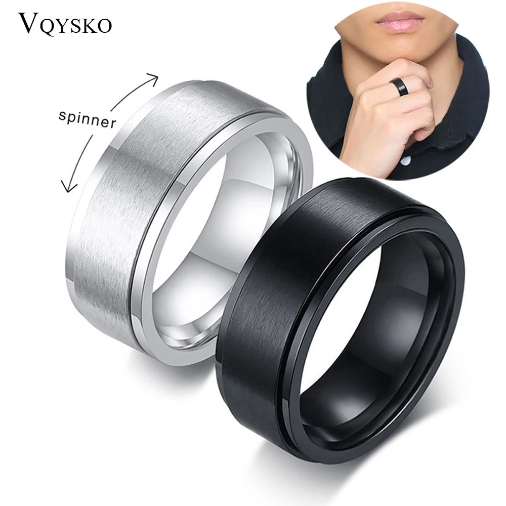 8mm Spinner Ring For Men Stress Release Bague Acier Inoxydable ...