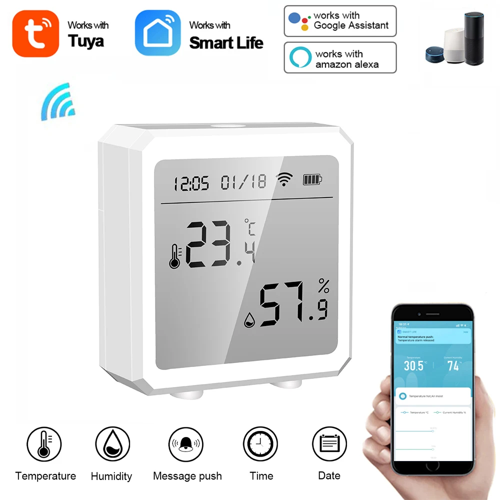 Tuya Smart Life WiFi Temperature And Humidity Sensor Indoor Hygrometer ...