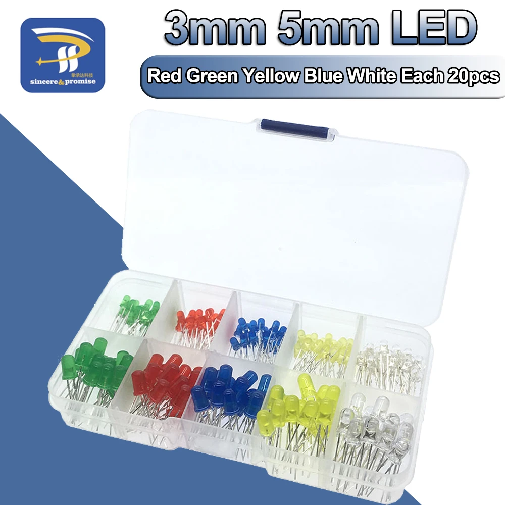 200PCS-Lot-3MM-5MM-Led-Kit-With-Box-Mixed-5-Color-Red-Green-Yellow-Blue ...
