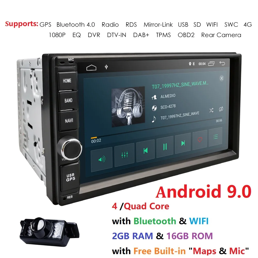 New Android 9.0 Car Audio GPS Navigation 2DIN Car Stereo Radio Car GPS ...