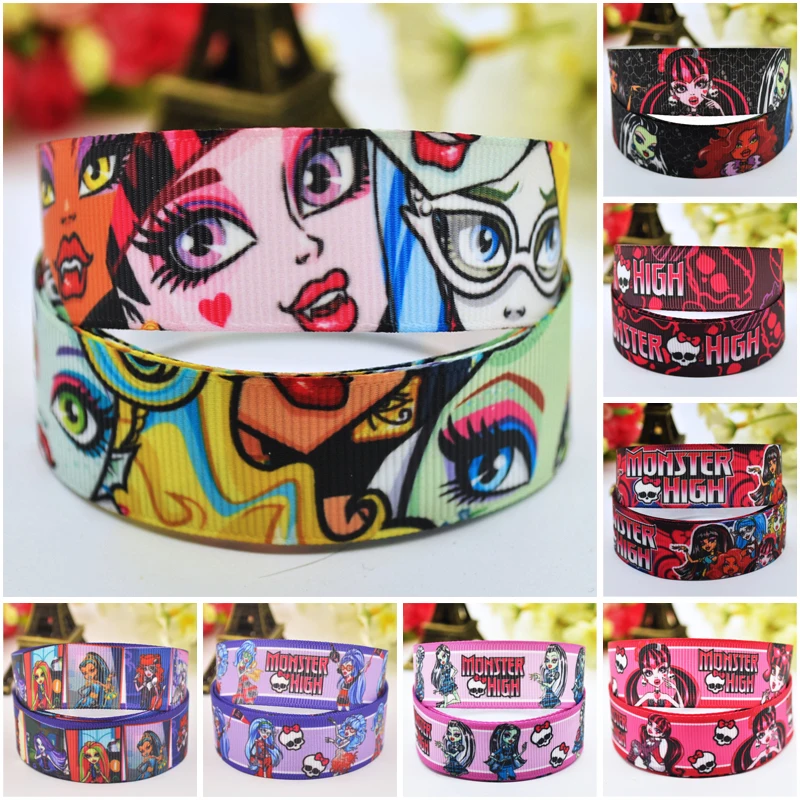 22mm 25mm 38mm 75mm Ruban satin Monster Cartoon Character printed ...