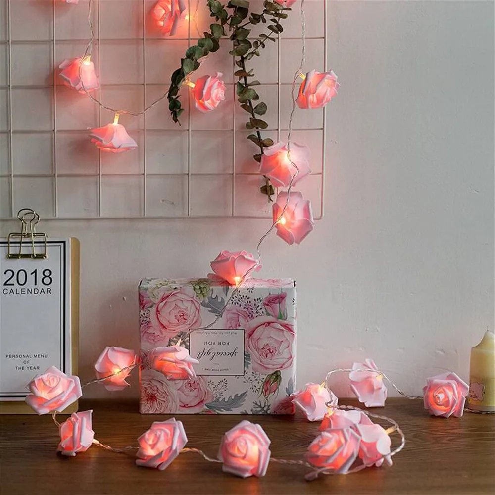 10/20leds Rose Flower String Light Battery Powered Christmas Garland ...