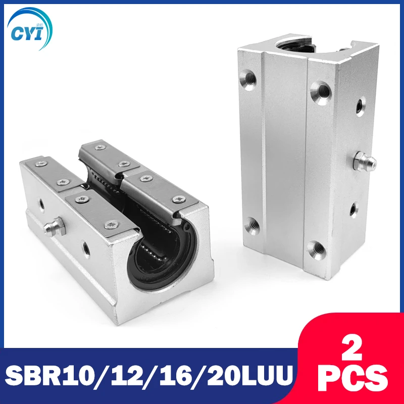 2pcs/lot SBR10LUU SBR12LUU SBR16LUU SBR20LUU linear Ball Bearing Block open type CNC Router SBR ...