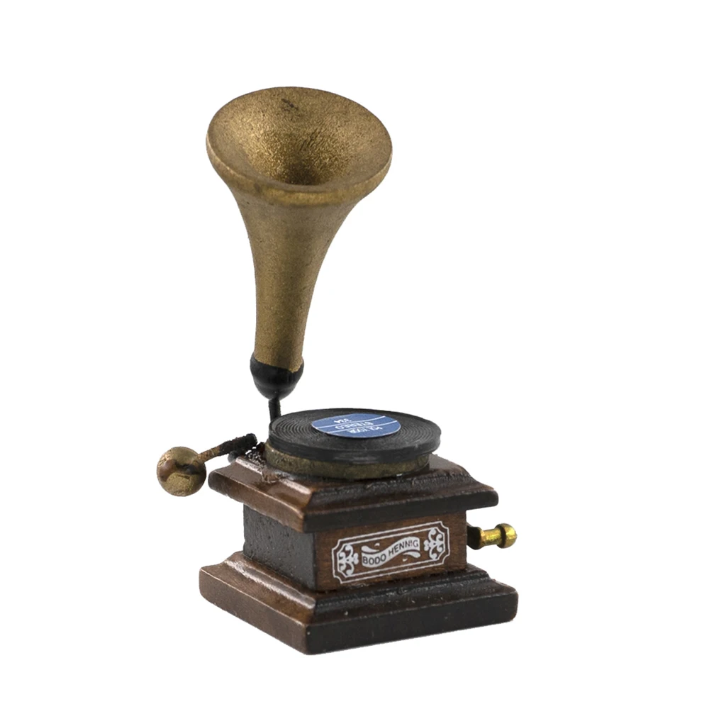 1-12-Dollhouse-Miniature-Accessories-Mini-Wooden-Vintage-Phonograph ...