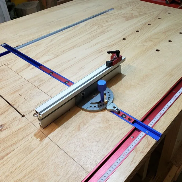 Woodworking Miter Gauge with track Stop Table saw push handle Backing T ...