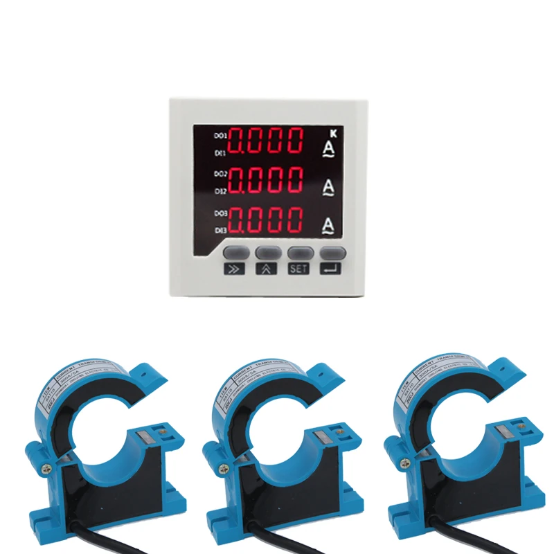 AC0-50A,100A,150A,200A,400A,600A 3 phase ampere meter with 3 pcs clamp ...