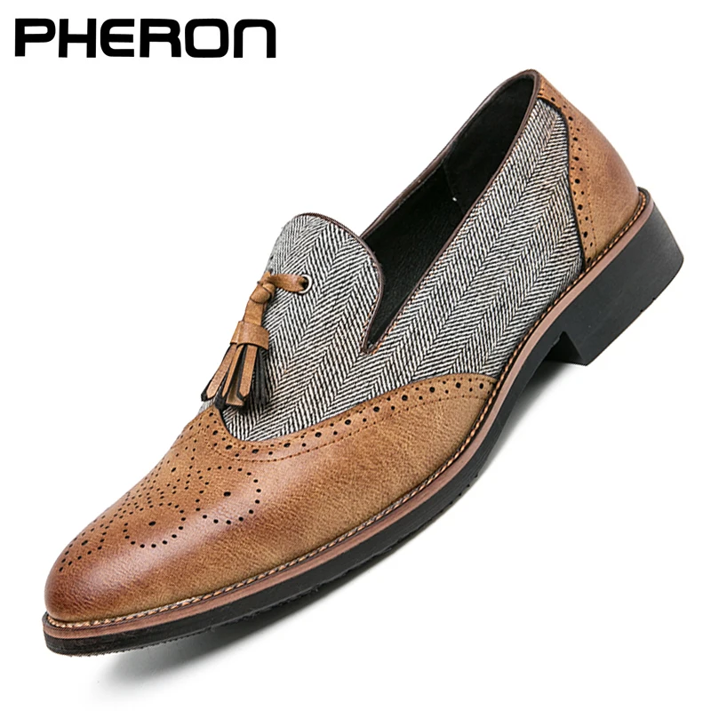 Semi-formal-Leather-Shoes-for-Men-Tassel-Casual-Brogue-Flats-Carved ...