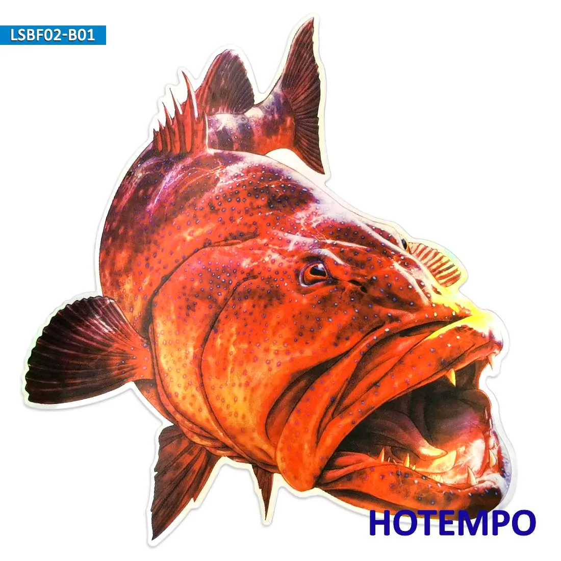 7.87inch 20cm Laser Big Size Fish Red Grouper Laptop Luggage Motorcycle ...