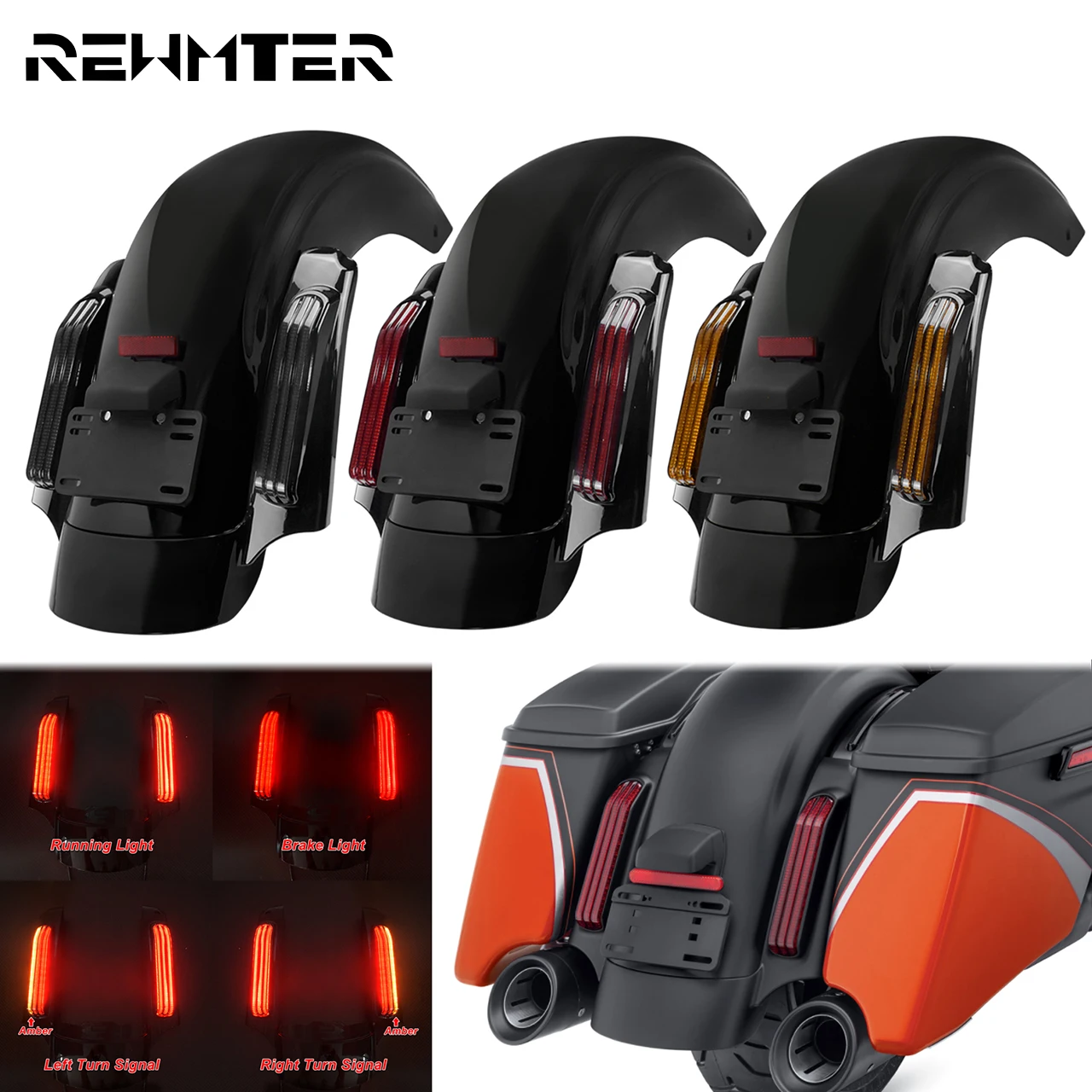 Motorcycle Led Cvo Style Rear Fender System Extension Fascia Set For ...