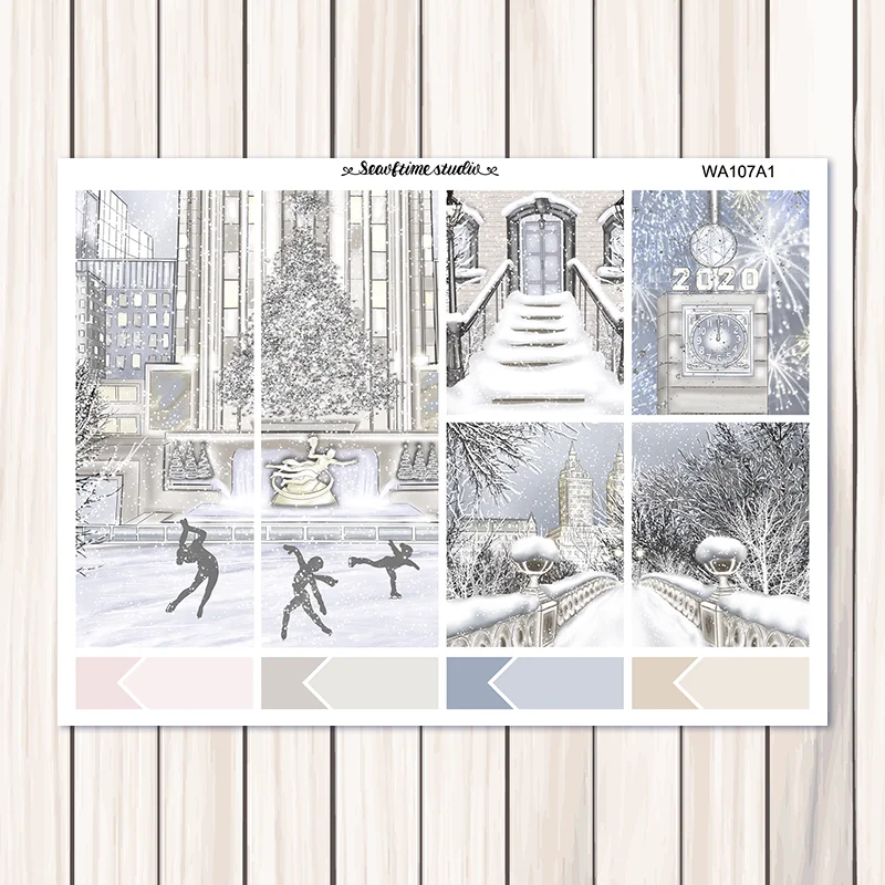 7sheets/pack Urban snow scene Notebook stickers Decorative Sticker DIY ...