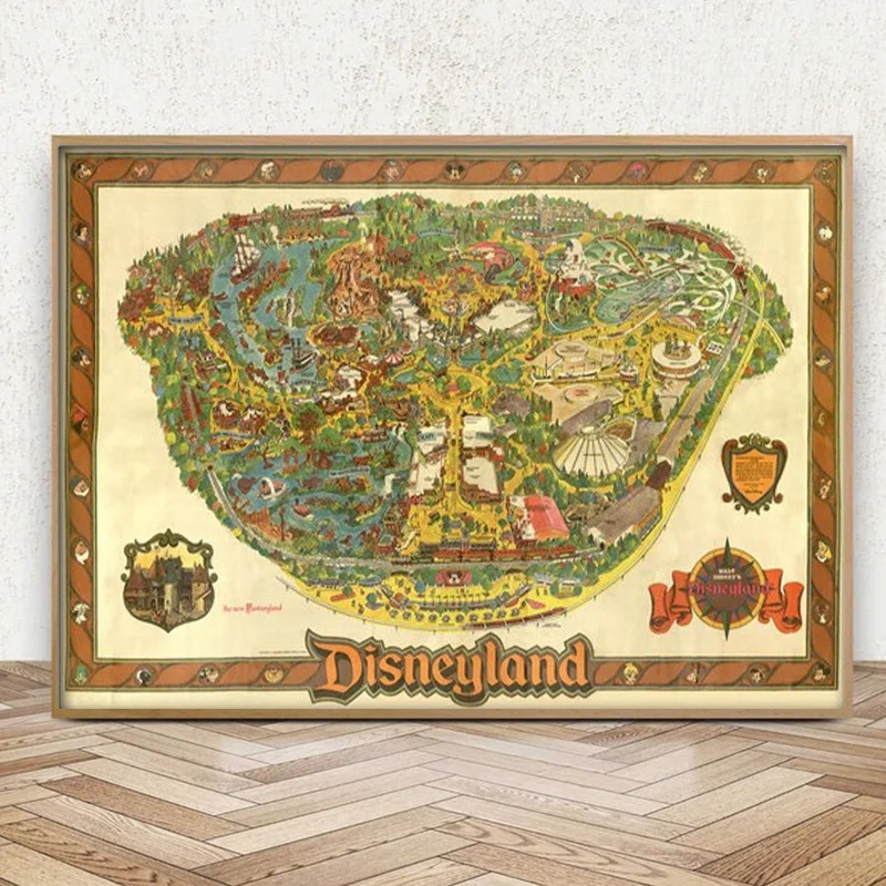 Disneyland Map 1983 Canvas Painting Wall Art Walt Disney The New ...