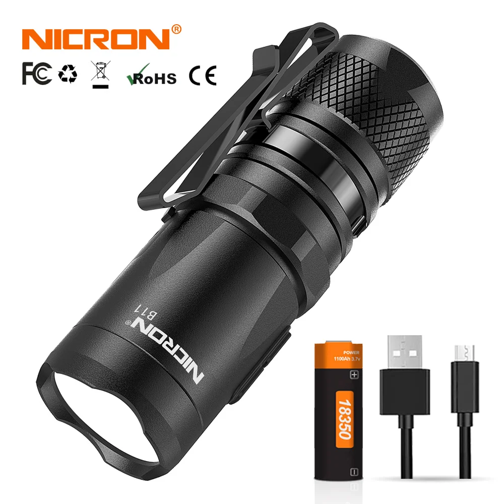 NICRON B11 Mini LED Flashlight Super Bright 950 Lumen USB Rechargeable ...