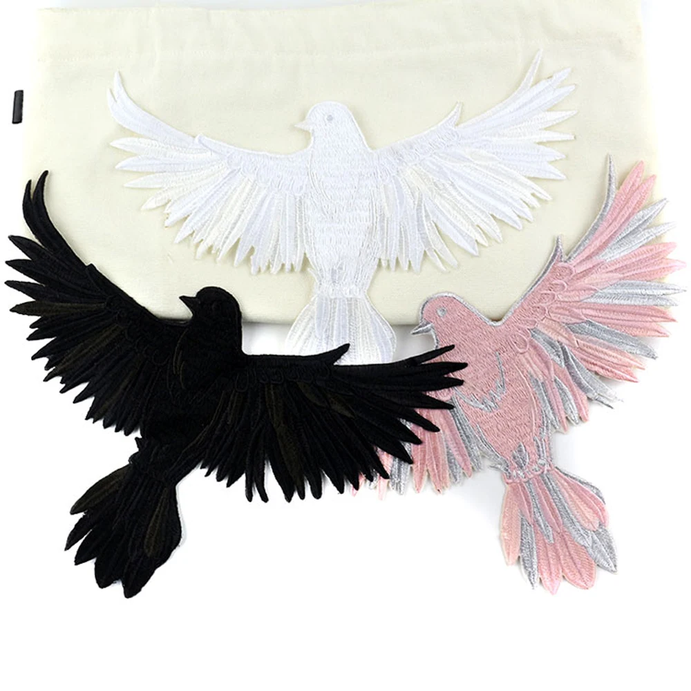 1Pc Peace Pigeon Bird Patches Fabric Embroidered Biker Motorcycle Coat ...