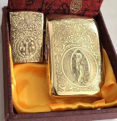 Wzh Brass 2pcs Set Vintage Catholic Christian Jesus Saints 16 Cigarette ...