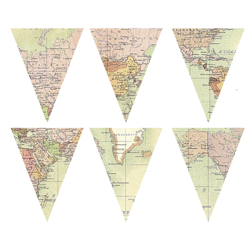 Old World Map Banner Antique Map Pennant Flags Travel Decor Graduation ...