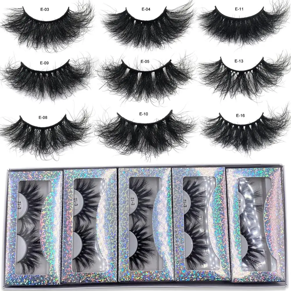 Mink Lashes Wholesale 5-50 Pairs 25 Mm Lashes Handmade Long Messy ...