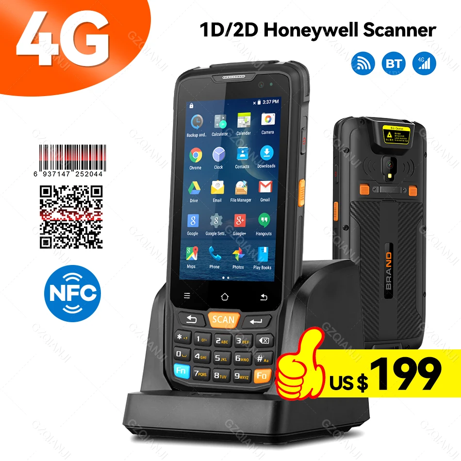 Android PDA Terminal POS NFC 4G Wifi Rugged Honeywell 1D Laser 2D 6603 Barcode Scanner Reader ...