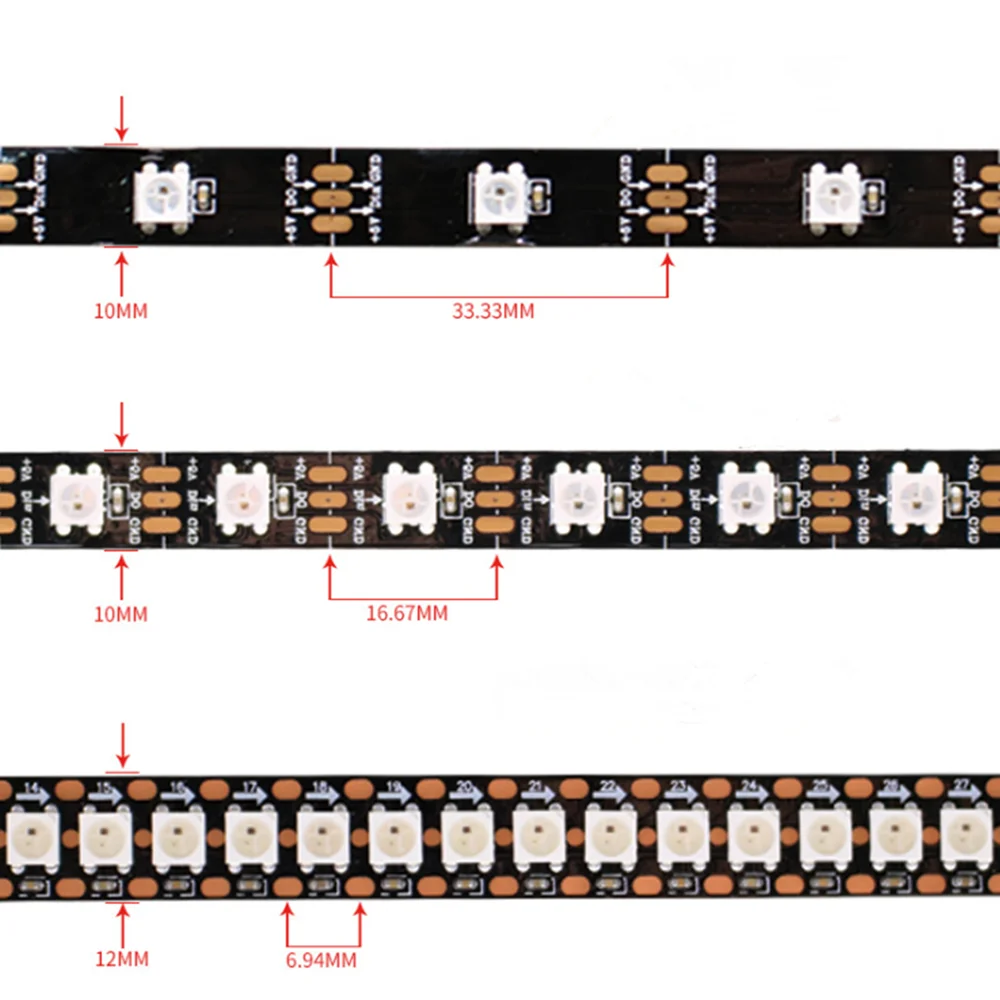 5V 5M Led Strip Light 5050 RGB WS2812 2812B 30LEDs 60LEDs Waterproof ...