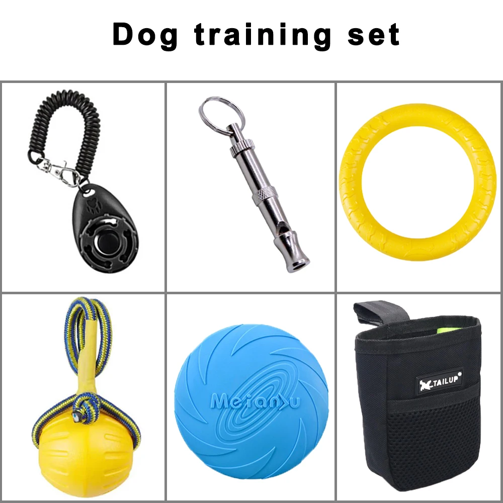 Dog Training Set Pet Whistle Clicker Bag Rope Ball Ring Puller Toys ...
