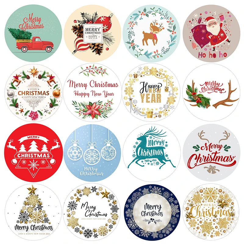 Merry Christmas Decor Stickers Santa Deer Packaging Multiple Seals ...