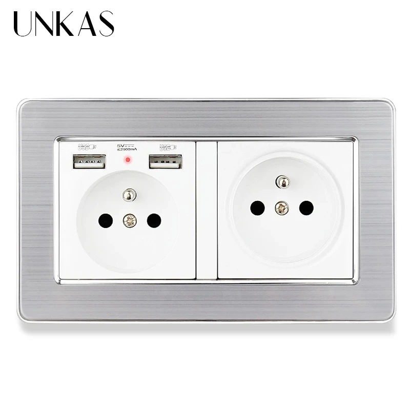 Unkas Wall Socket French Standard Power Outlet With Dual Usb Smart ...