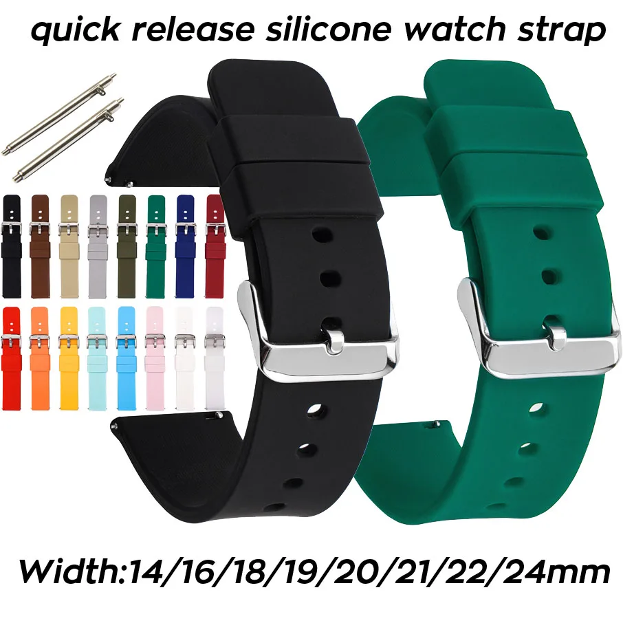 Quick-Release-Pins-Silicone-Watch-Strap-14-16-18-19-20mm-21-22mm-24mm ...