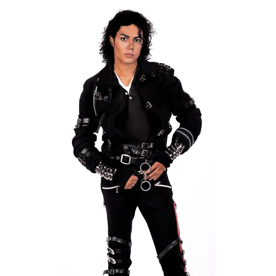 MJ Michael Jackson BAD Punk Jacket Black Stretch Cotton Outwear