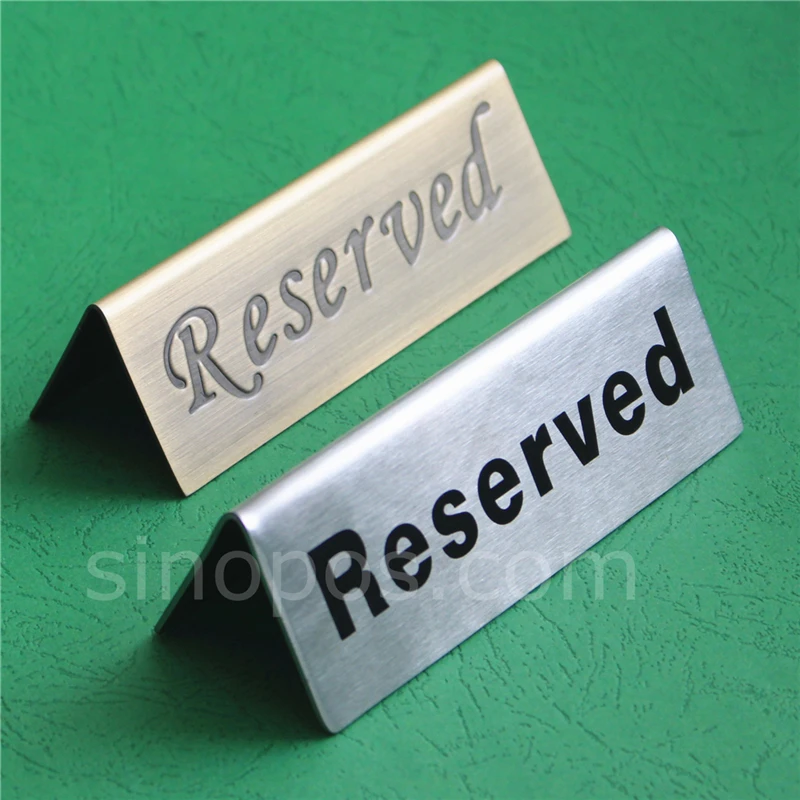 Stainless-Steel-Table-Tent-Reserved-Sign-metal-double-sided-buffet ...