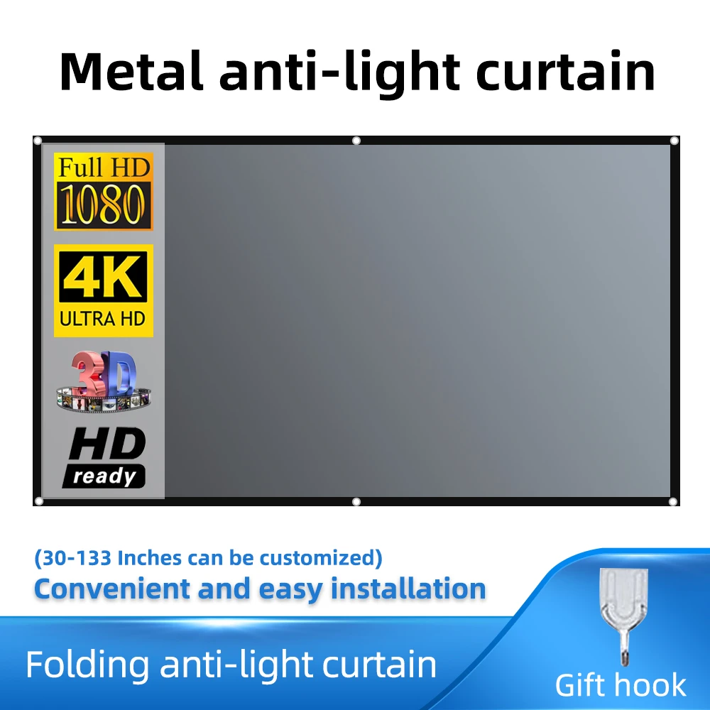 Salange Projector Screen 16:9 Metal Anti Light Curtain Reflective ...